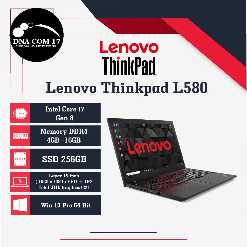 Jual Lenovo Thinkpad L580 i7 Gen 8 | 8GB | SSD 256GB | Keyboard Numlock ...