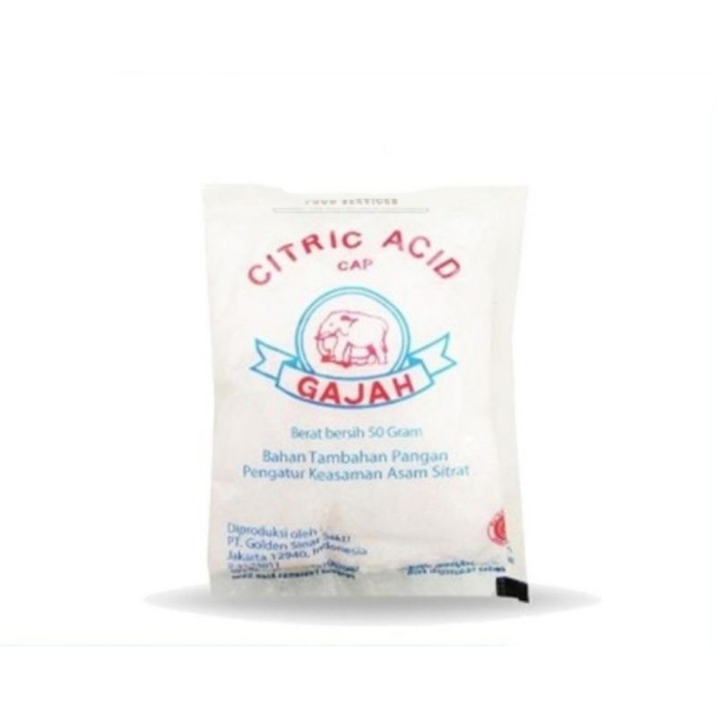 Jual CITRIC ACID CAP GAJAH / CITRUN / ASAM CITRAT ( 50g ) | Shopee ...