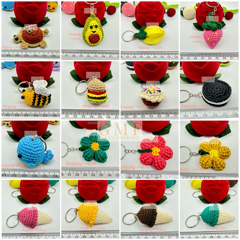 Jual Gantungan Kunci Rajut Handmade Amigurumi Karakter Buah Buahan | Shopee Indonesia