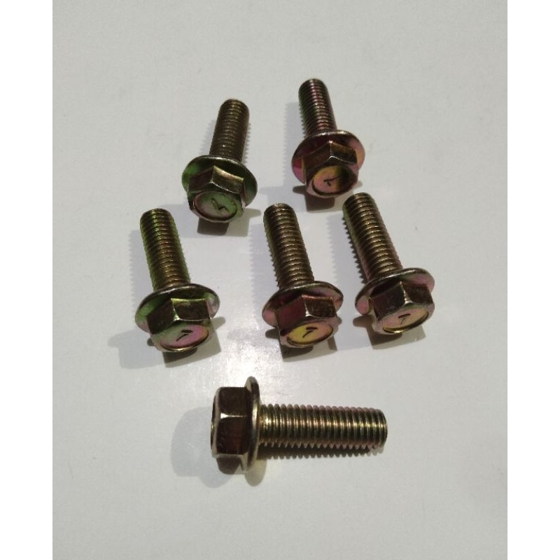 Jual baut flange bolt m8 x 25 mm / baut topi kuning ( kunci 12 ) | Shopee Indonesia