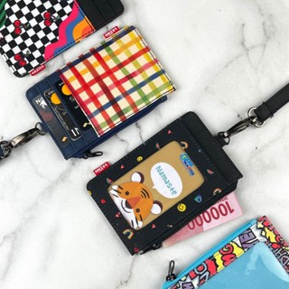 Jual ID card holder hanging wallet name tag kartu lanyard zipper kain ...