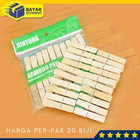 Jual Jepit Jemuran Jepitan Bambu (20pcs) | Shopee Indonesia