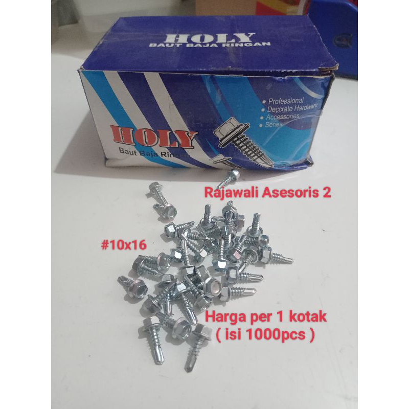 Jual Baut Baja Ringan 10 x 16 / Sekrup Roofing 10x16 1 Kotak (1000pcs) | Shopee Indonesia