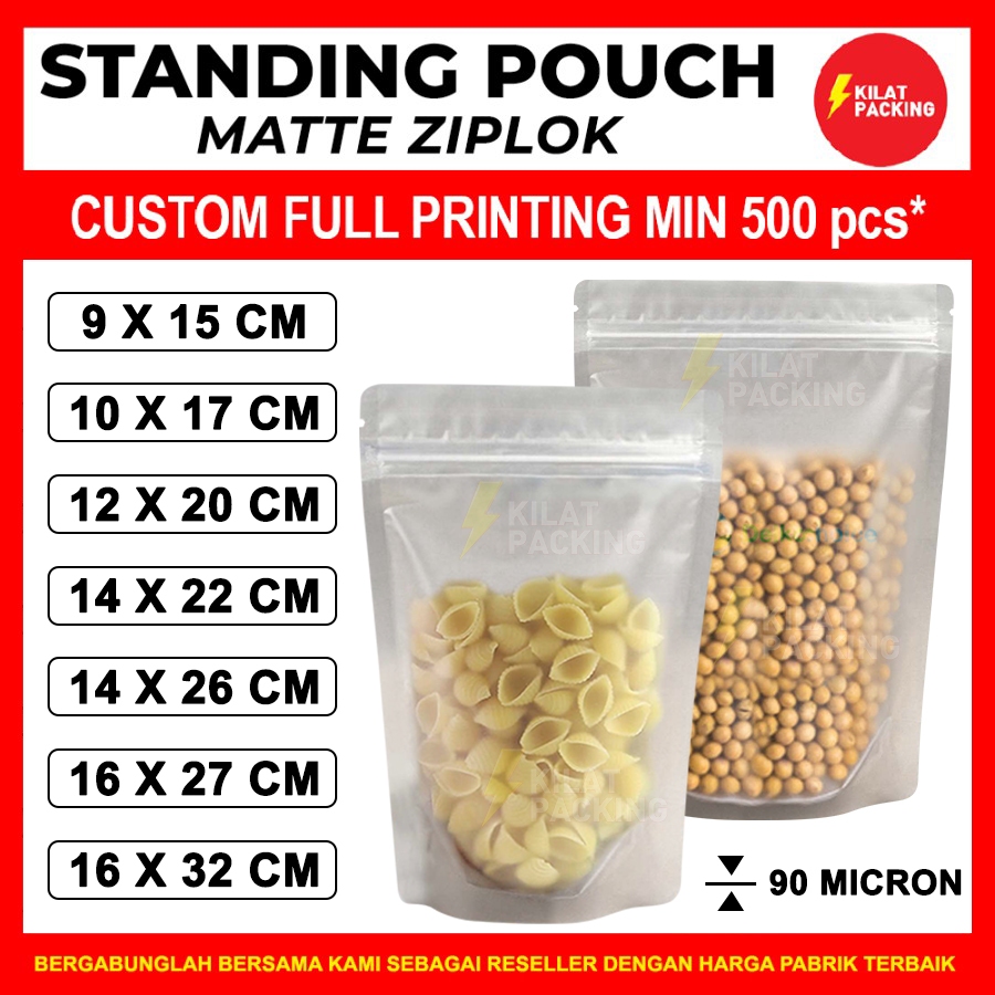 Jual Standing Pouch Ziplock Matte Doff Plastik Klip Makanan Dan Minuman ...