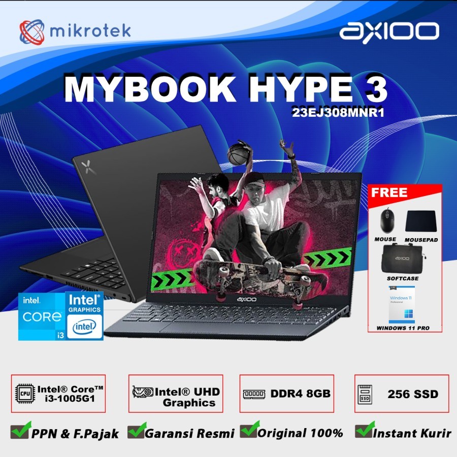 Jual AXIOO Hype 3 i3-1005G1 8GB 256 SSD 14" Fhd Ips W11 Pro 23EJ308MNR1 ...
