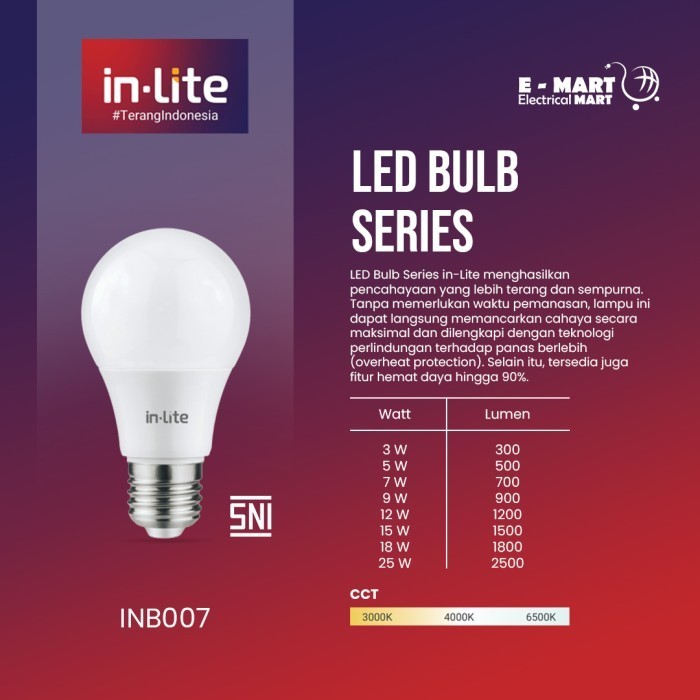 Jual INLITE Led Bulb 3w INB007 Putih Kuning | Shopee Indonesia