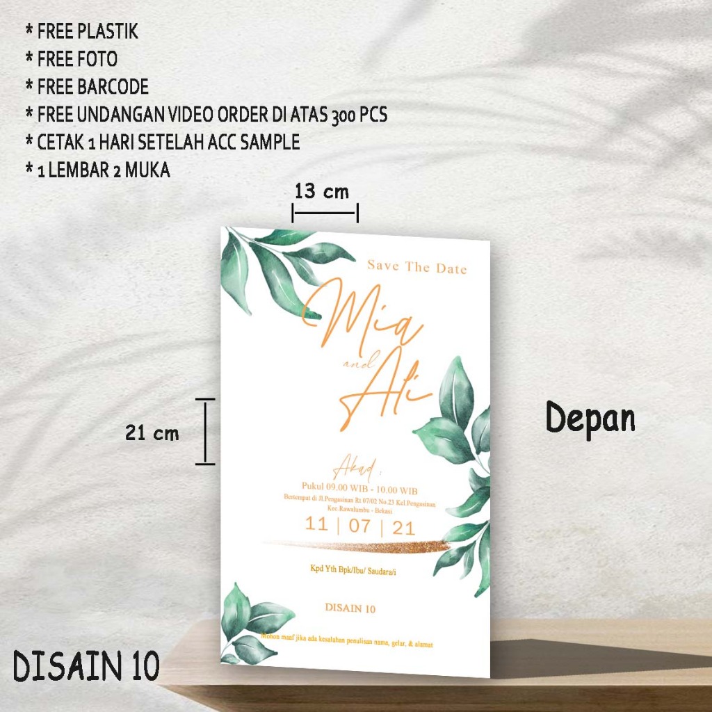Jual Disain 10 undangan pernikahan satu lembar bolak balik kartu ucapan ...