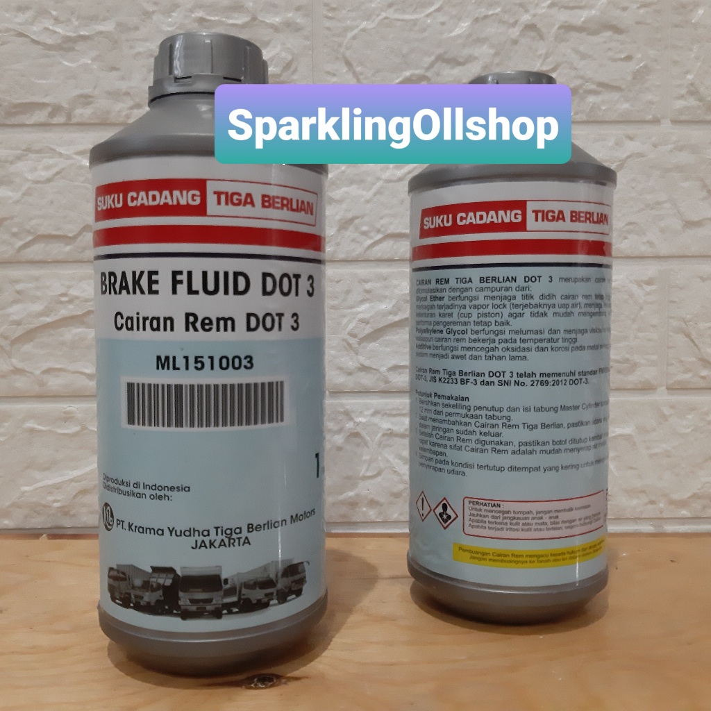 Jual Minyak Rem Mitsubishi KTB Tiga Berlian Brake Fluid DOT-3 - 1liter ASLI | Shopee Indonesia