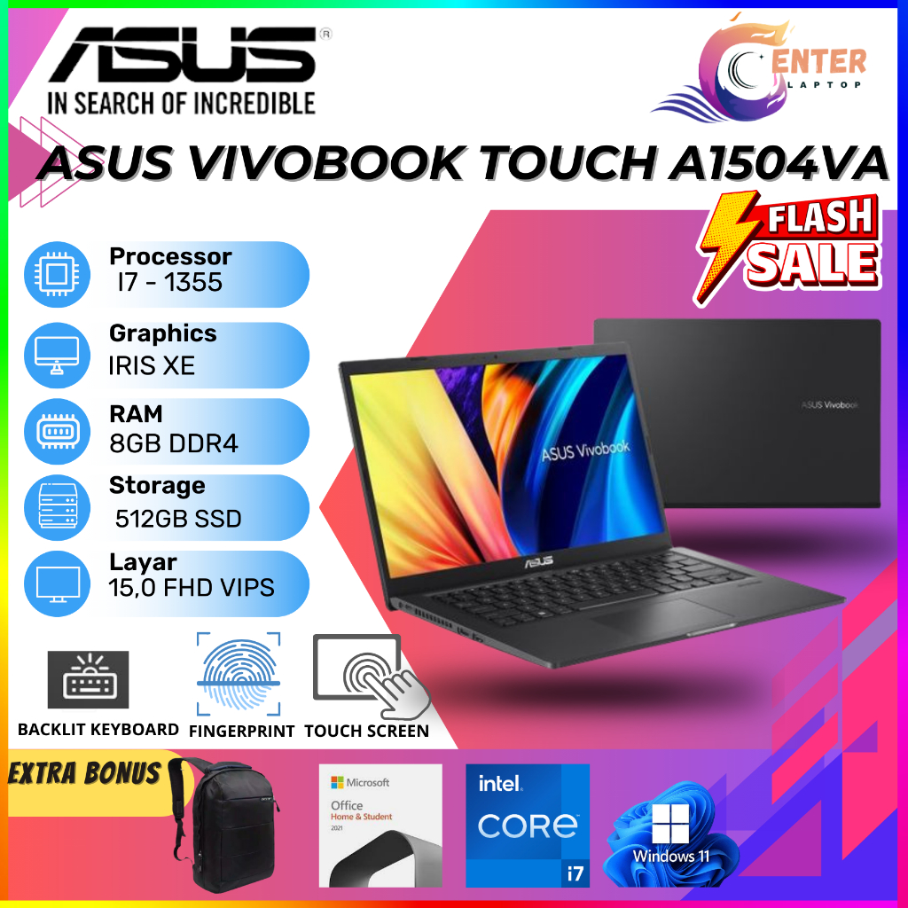 Jual Laptop Asus Vivobook 15 Touch A1504VA I7 1355 16GB 512GB W11+OHS ...