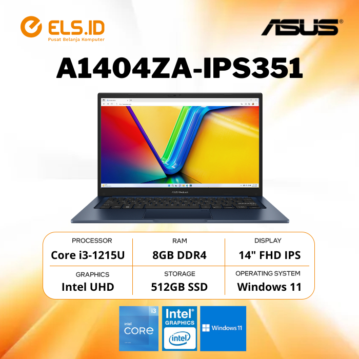 Jual Asus Vivobook 14 A1404ZA Intel i3 1215U 8GB SSD 512GB 14" FHD W11 ...