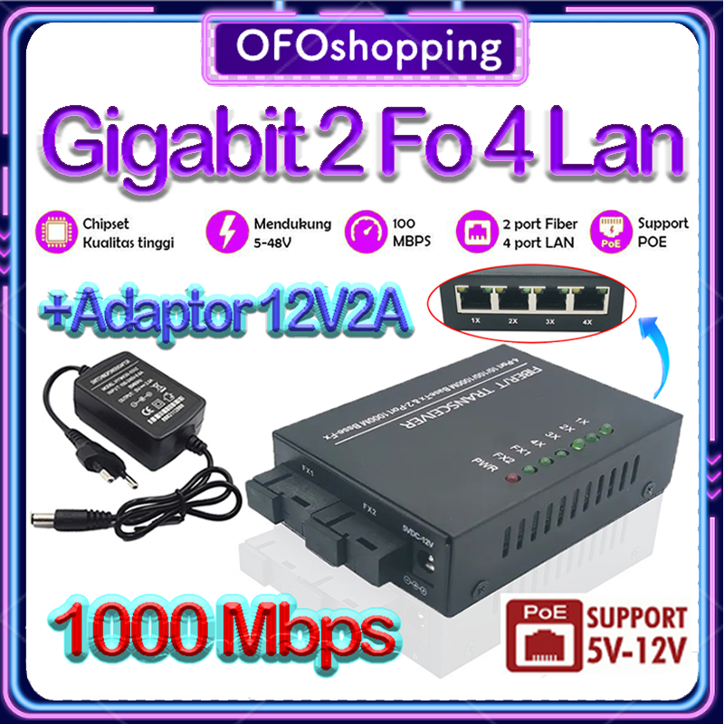 Jual 【POE】Htb Gigabit 2 Fo Gigabit HTB 2 Fo 4 LAN 2G4E Gigabit Media ...