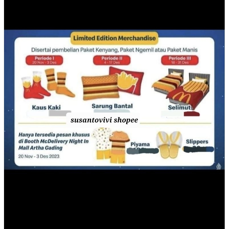 Jual Merchandise MCD Mcdonalds Mcdelivery Night In | Shopee Indonesia