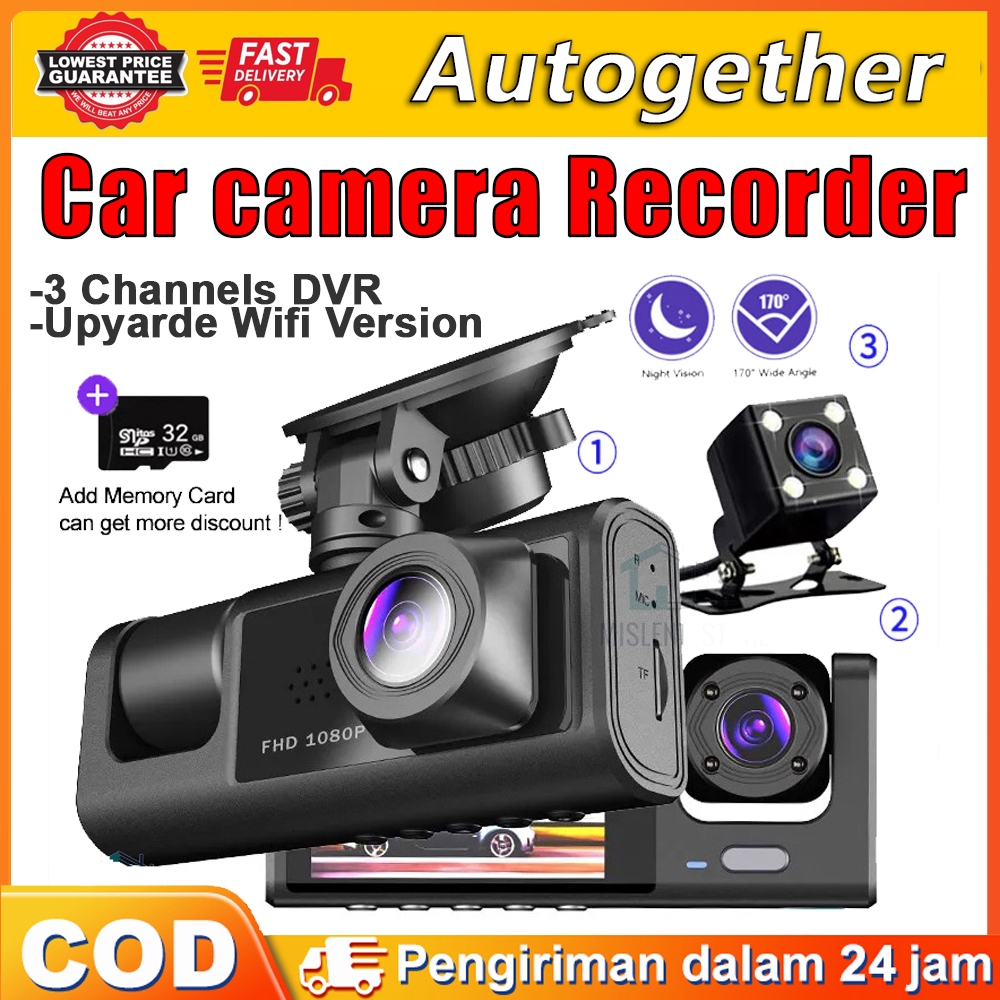 Jual 3 Channel Dash Cam Untuk Perekam Video Kamera Mobil Dashcam DVR ...