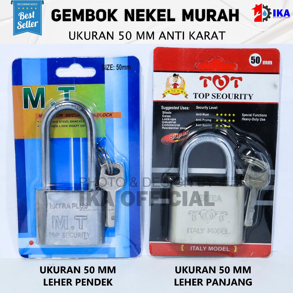 Jual Gembok Nekel Murah 50mm / Gembok Pagar 50mm Panjang Pendek Top ...