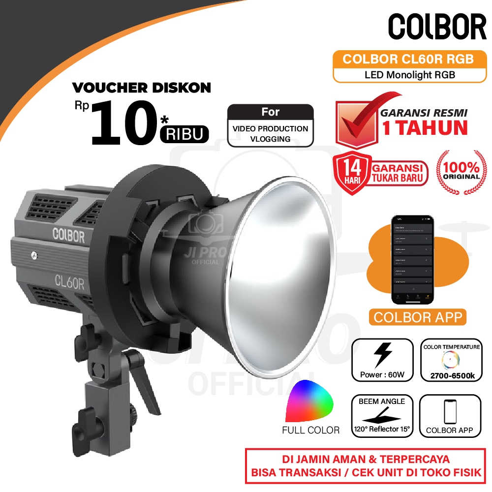 Jual COLBOR CL60R RGB COB LED Monolight Lampu Studio CL 60R - CL60 R ...