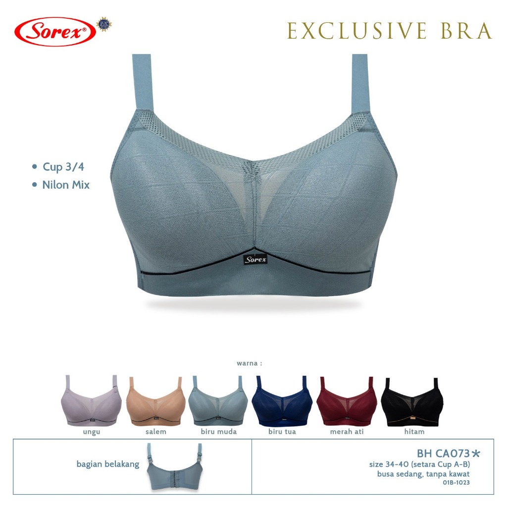 Jual Bra BH Sorex CA 073 Tanpa Kawat Busa Sedang Kait 4 (Cup A-B ...