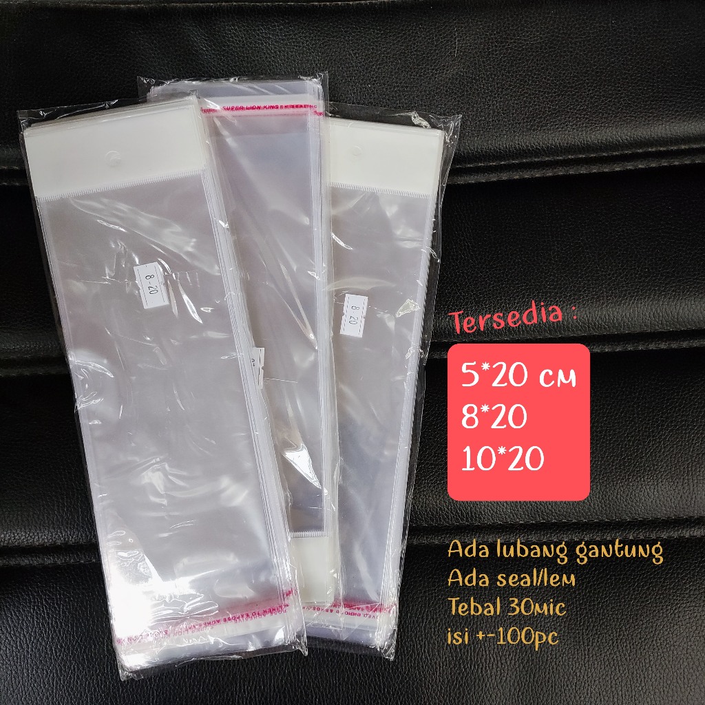 Jual Plastik Display 100pc 5x20 8x20 10x20 / Plastik gantung plastik ...