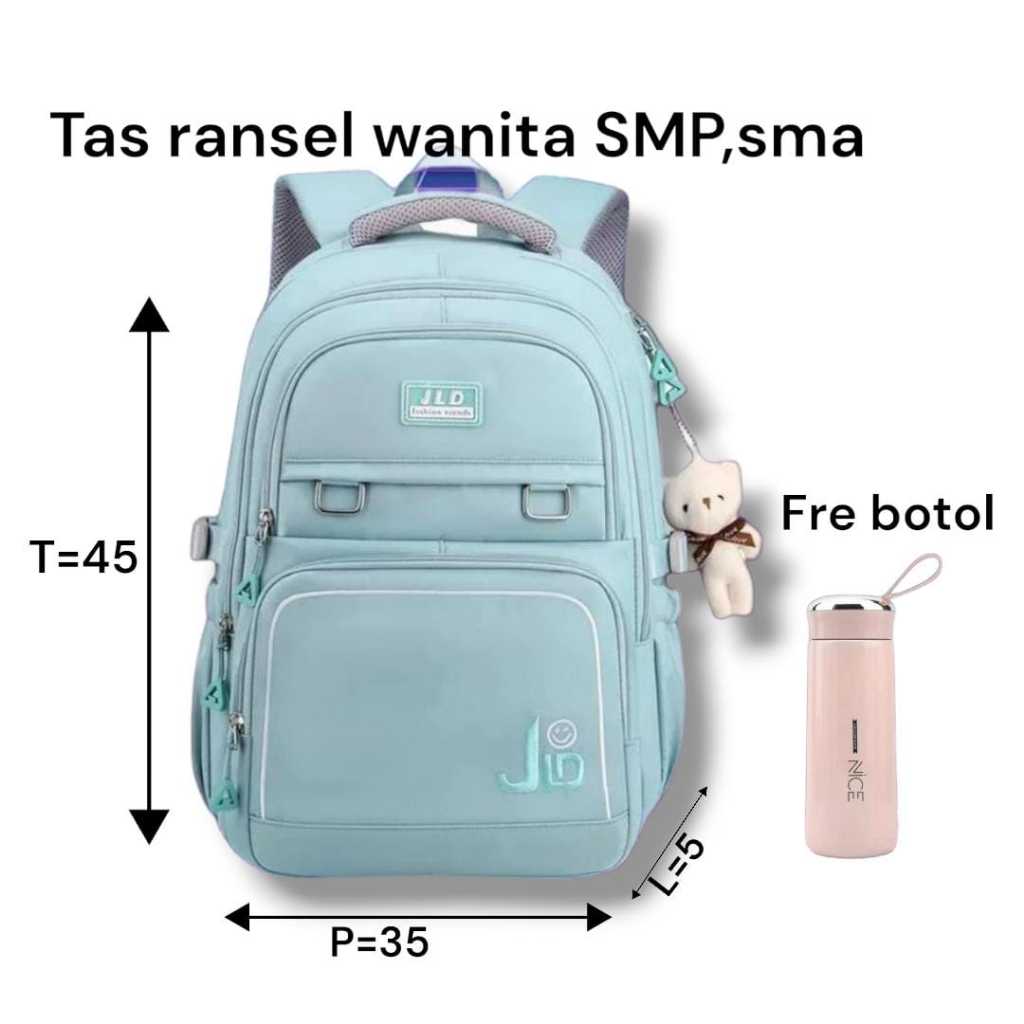 Jual Tas Sekolah Anak Perempuan SMP SMA Ransel Wanita Premium Backpack Besar free botol | Shopee ...