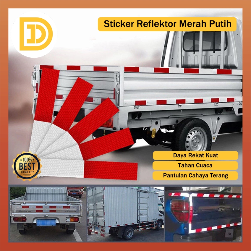 Jual Stiker Reflektor Mobil Merah Putih Sticker Reflective Truck Uji ...