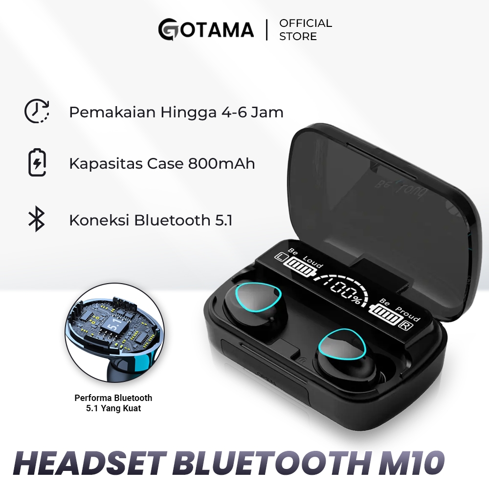Jual Headset Bluetooth M10 PRO Full Bass Wireless Earphone Digital Indicator V5.1 BT Wireless ...
