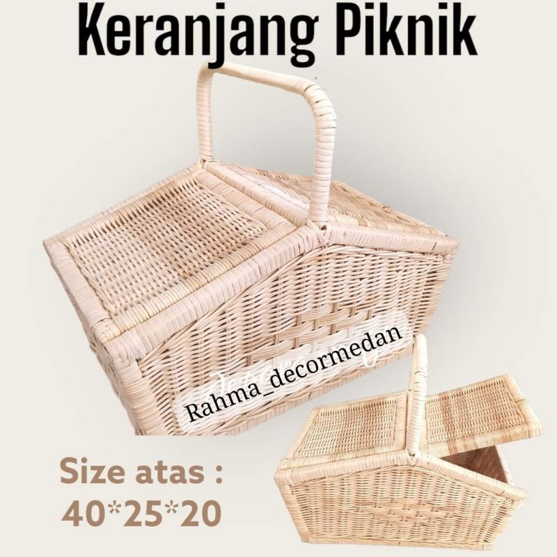 Jual keranjang piknik rotan JUMBO properti foto / keranjang estetik ...