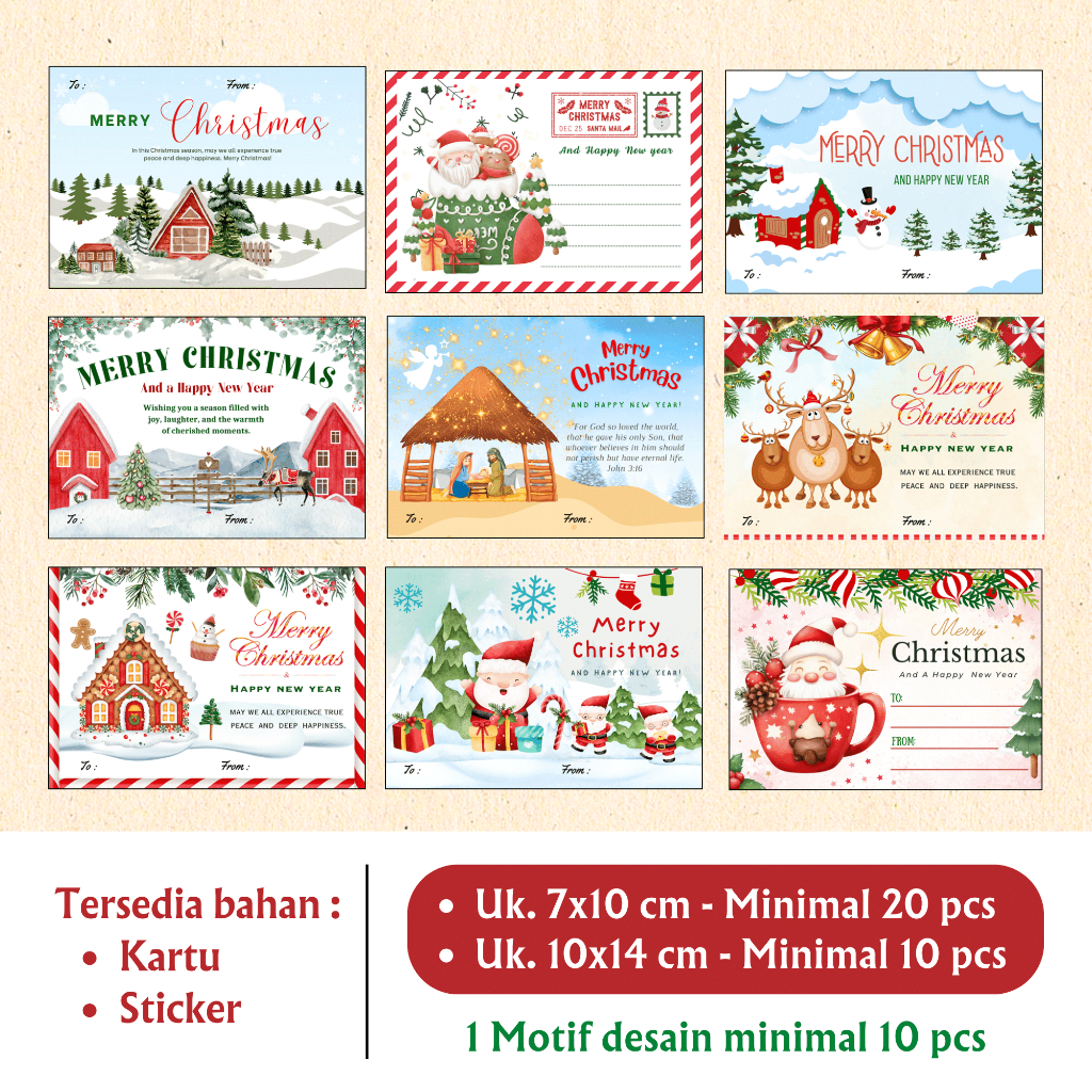Jual Kartu Ucapan NATAL - Sticker Natal - Greeting Card NATAL - Kartu ...