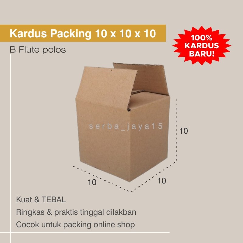 Jual KARDUS 10x10x10 BARU BOX KARTON B-FLUTE POLOS PACKING OLSHOP ...