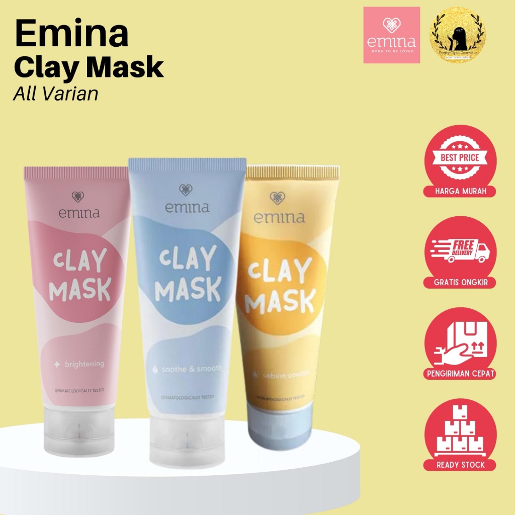 Jual Emina Clay Mask Brightening - Pink / Soothe & Smooth - Biru ...