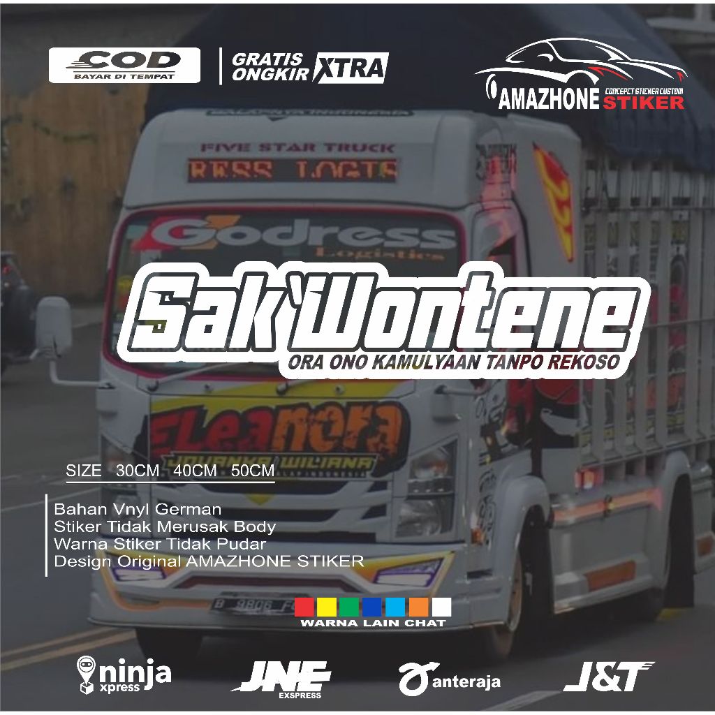 Jual Stiker kaca truk pick up sak wontene stiker cutting variasi kaca ...