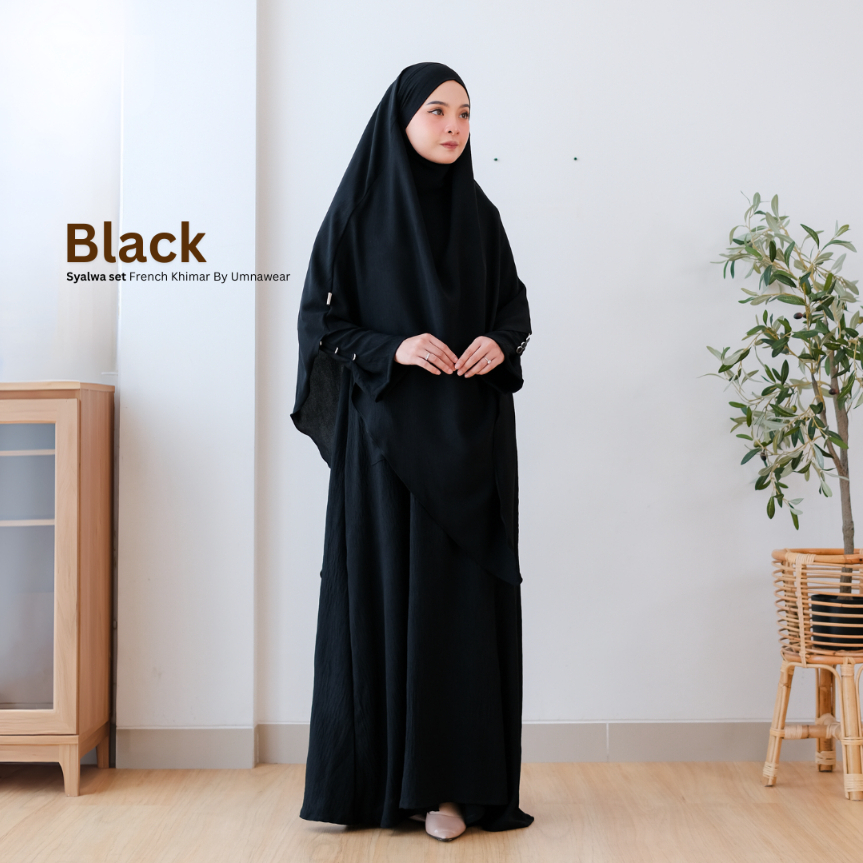 Jual Salwa Set French Khimar | Abaya Syari Gamis Set Umroh Haji by Umnawear | Shopee Indonesia
