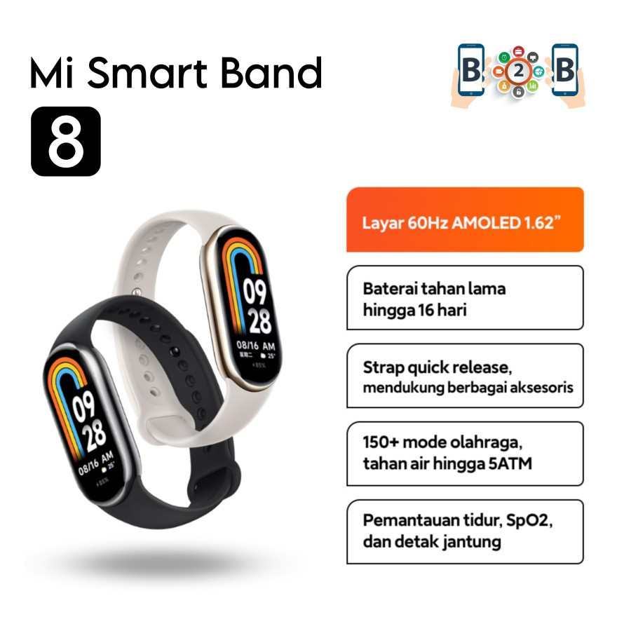 Jual GARANSI RESMI XIAOMI Mi Band 8 1.62 60Hz AMOLED Display Smartband SpO2 5ATM MiBand 8 ...