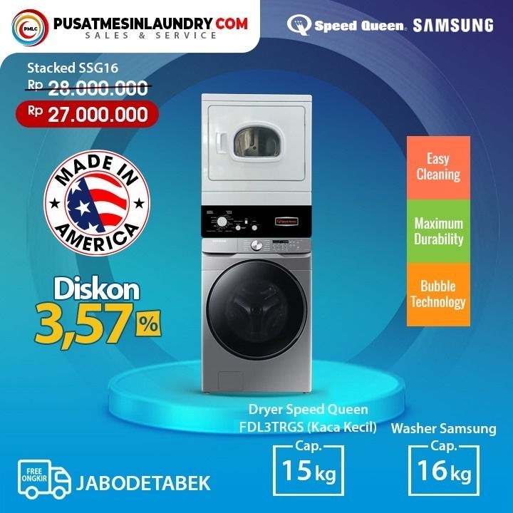 Jual Samsung Mix Stack Mesin Cuci 16kg & Mesin Pengering 15kg Gas ...