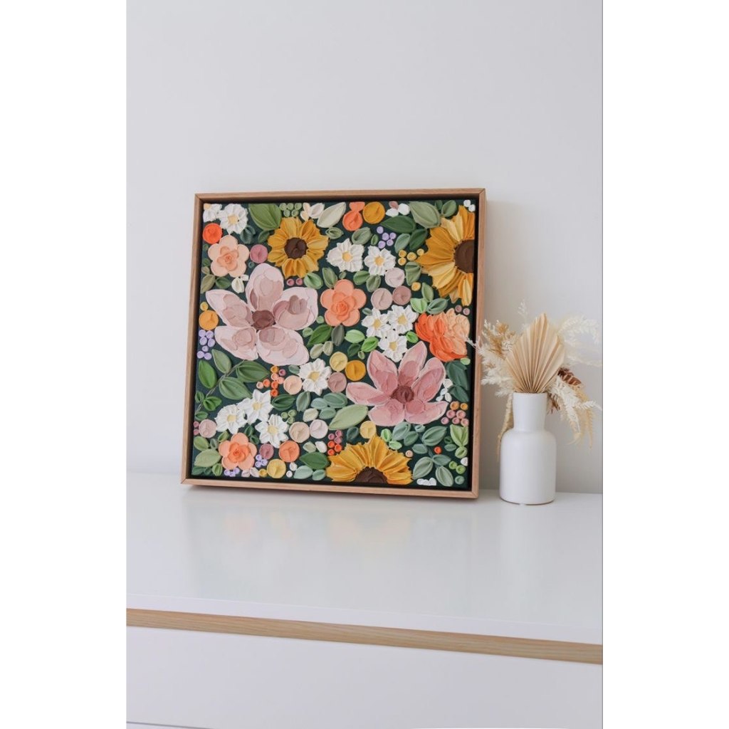 Jual lukisan bunga timbul cantik minimalis plus frame /15/ | Shopee ...