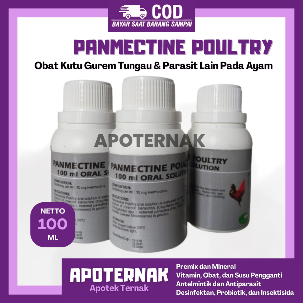Jual PANMECTIN POULTRY 100 ml - Antiparasit Oral Ayam Obat Kutu Tungau ...