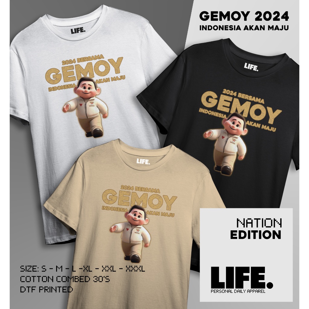 Jual Kaos Prabowo Gemoy Pemilu Baju Relawan Motif Batik Calon Presiden ...