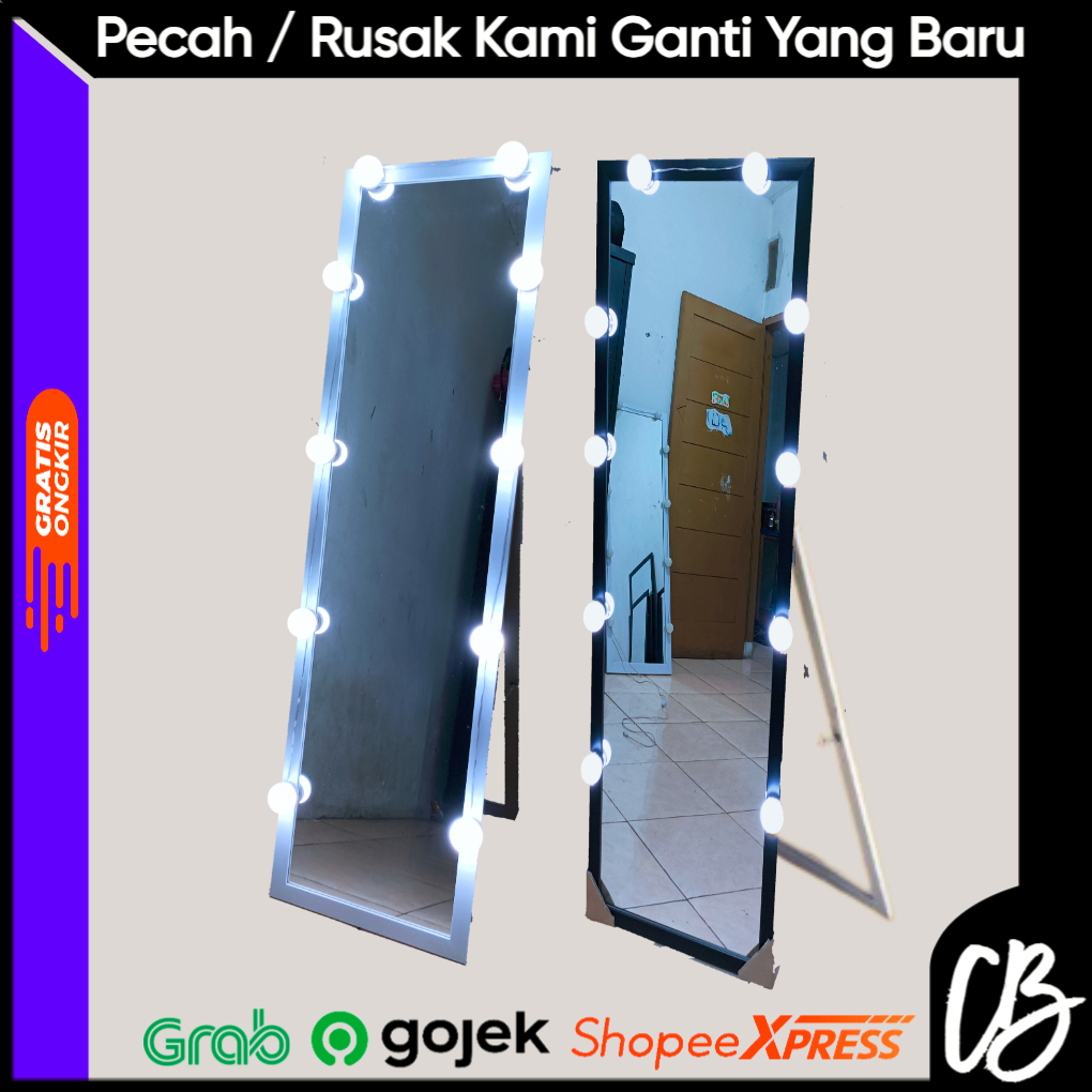 Jual Standing mirror / Cermin Berdiri Bisa Digantung + Lampu Vanity ...