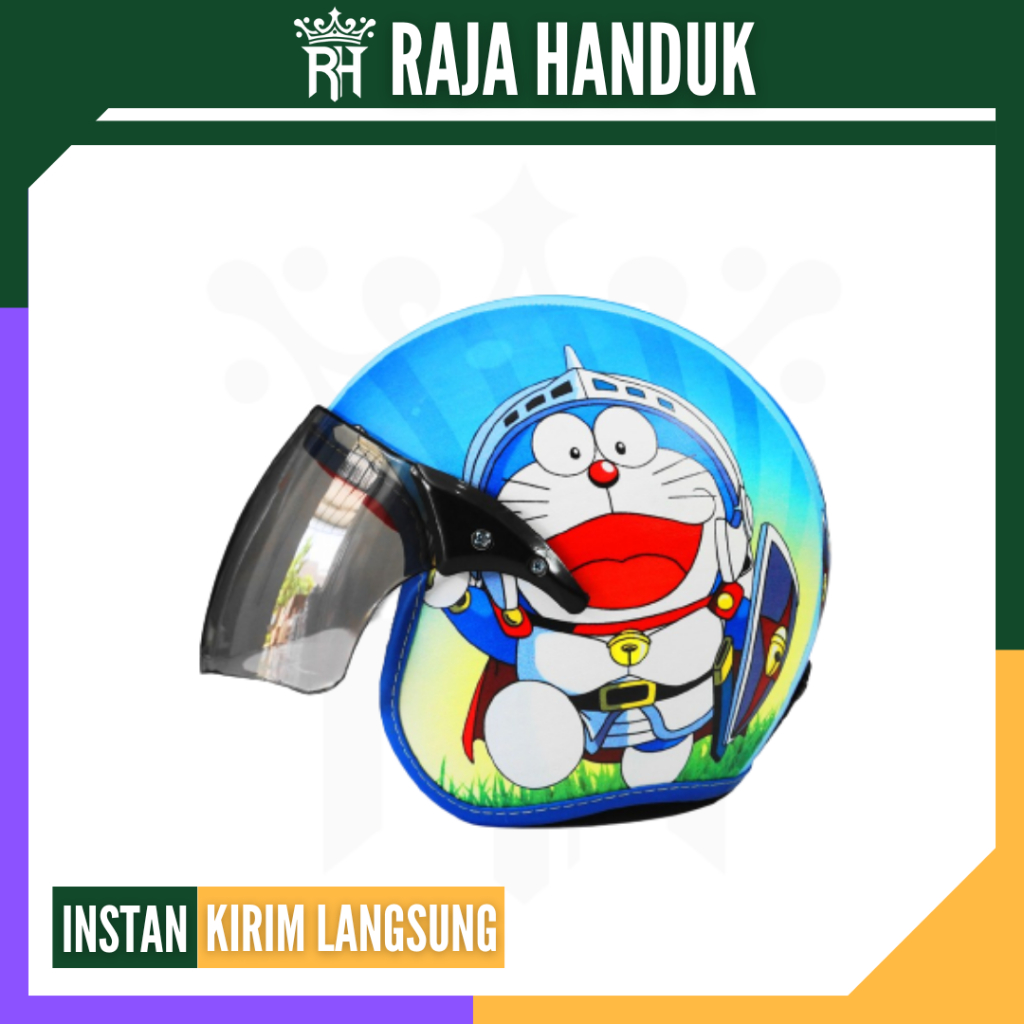 Jual RH GROSIR: Helm Anak Karakter Half Face Scoopy Motif Doraemon 3-7 ...
