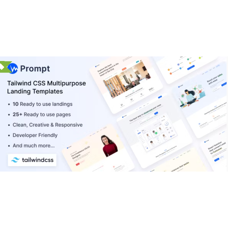 Jual Prompt v1.1.0 - Tailwind CSS HTML Multipurpose Landing Page Template | Shopee Indonesia
