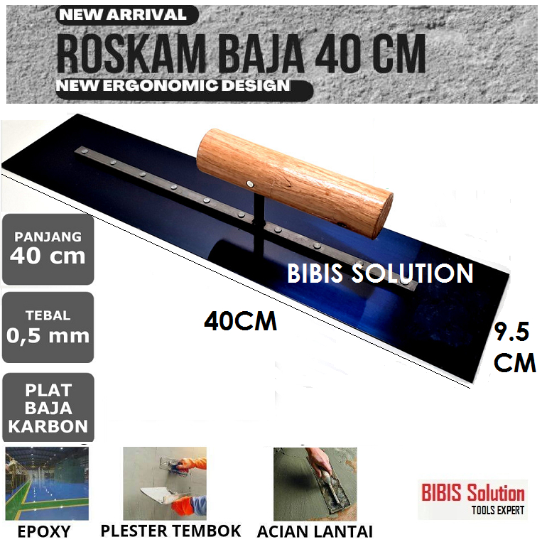 Jual Raskam Besi Baja 40 cm Roskam Reskam Plat Karbon Trowel Epoxy ...