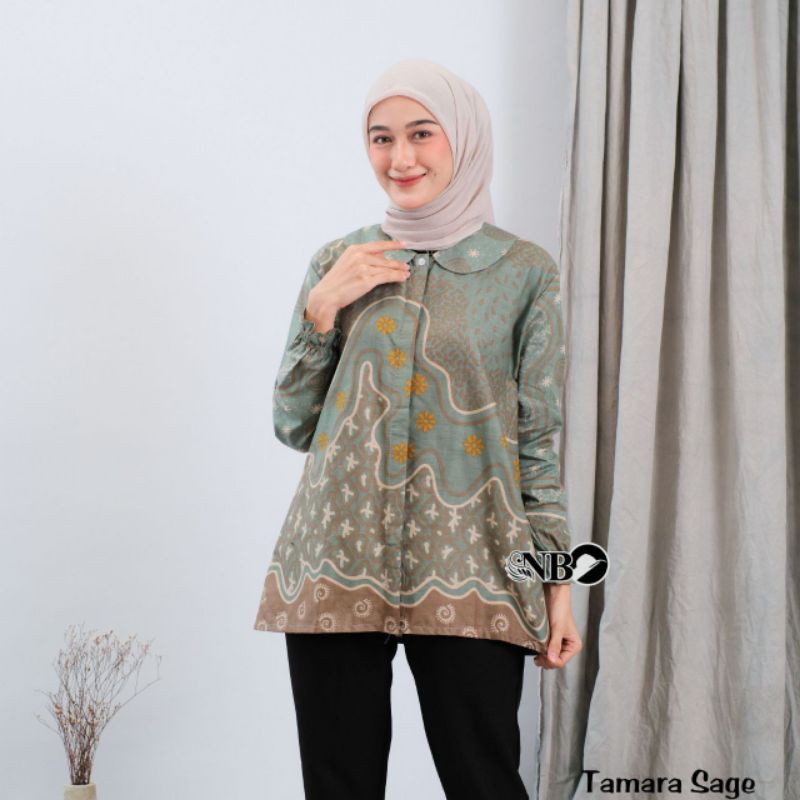 Jual Batik wanita atasan batik modern batik kerja kantor blouse batik kerah daun by batik ...