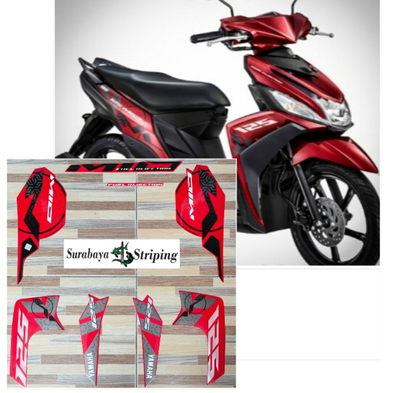 Jual Striping sticker Yamaha Mio M3 125 merah tahun 2015 | Shopee Indonesia