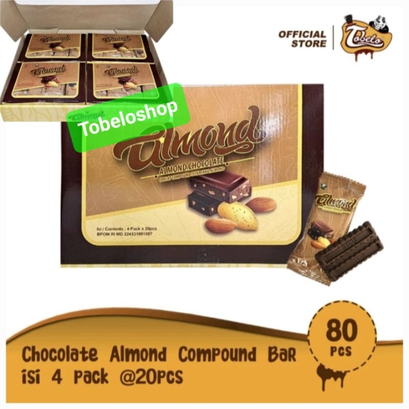 Jual TOBELO ALMOND CHOCOLATE COMPOUND BAR (DUS isi 80pcs) | Shopee ...