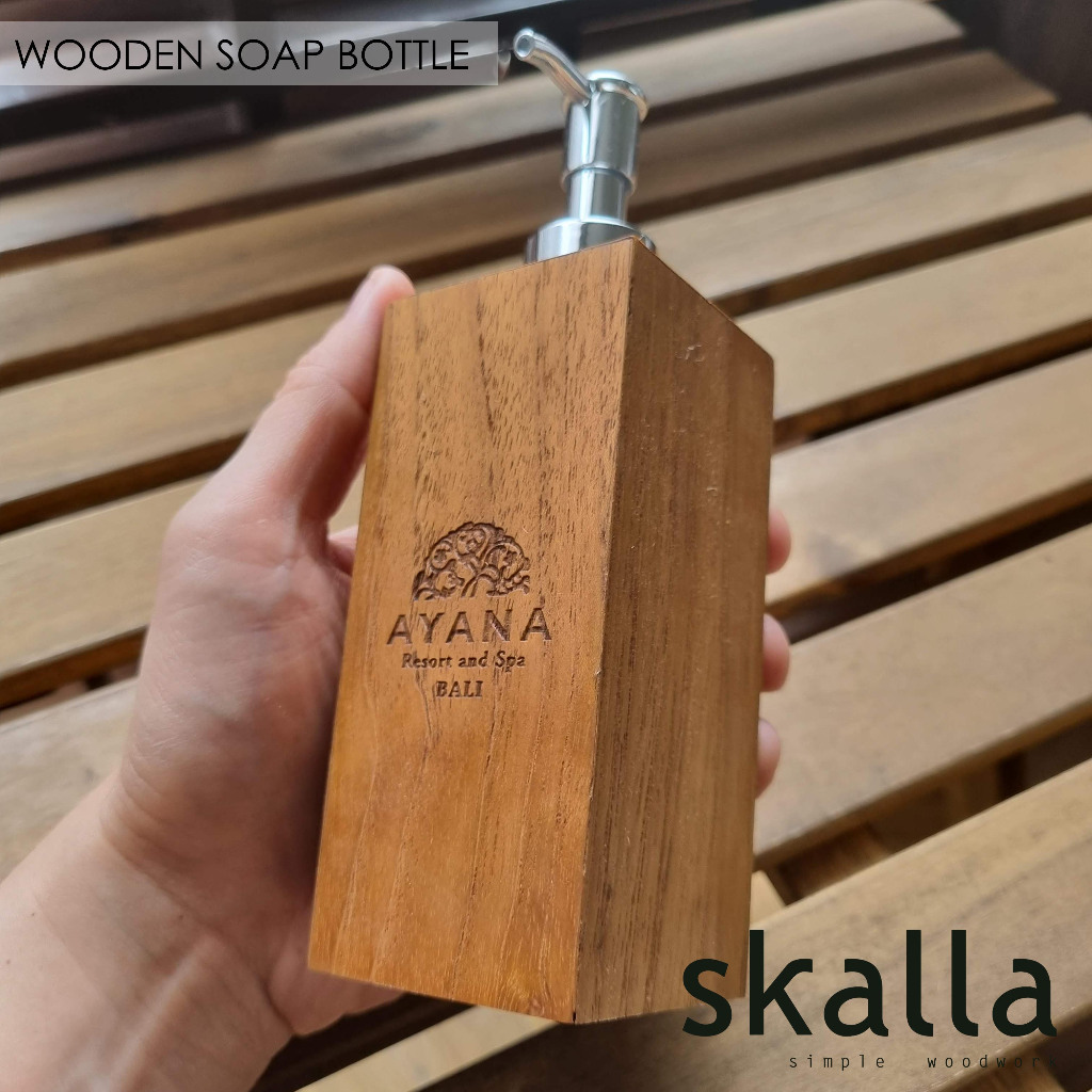 Jual Wooden Hand Soap Dispenser botol pump bottle tempat sabun kayu ...