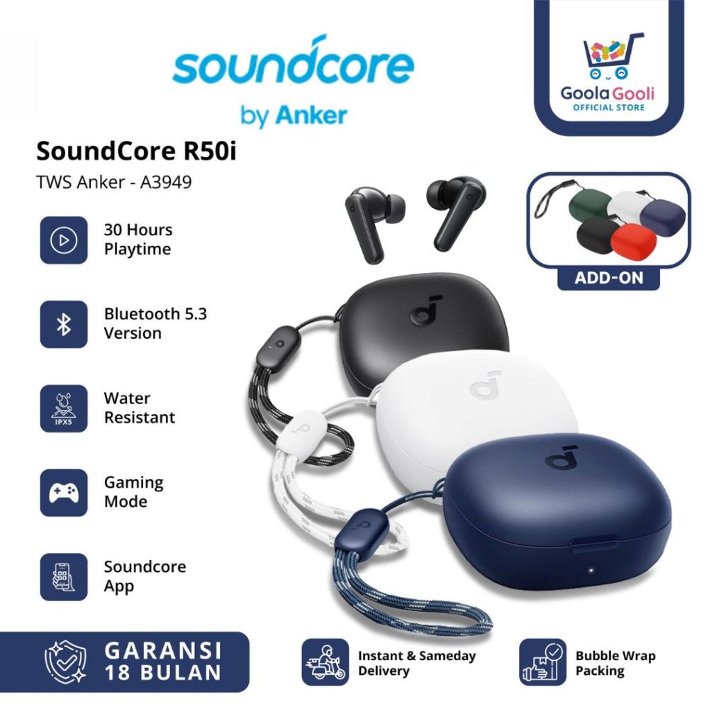 Jual ANKER Soundcore R50i R50I Stick TWS Earphone Wireless Bluetooth 5.3 A3949 | Shopee Indonesia