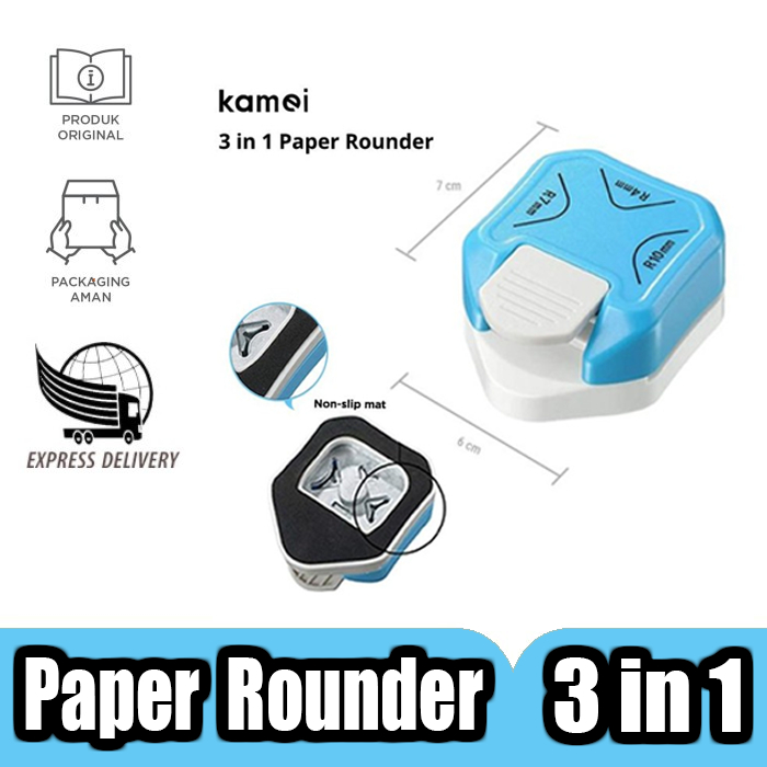 Jual KAMEI 3 in 1 Paper Corner Punch Rounder alat pemotong sudut kertas | Shopee Indonesia