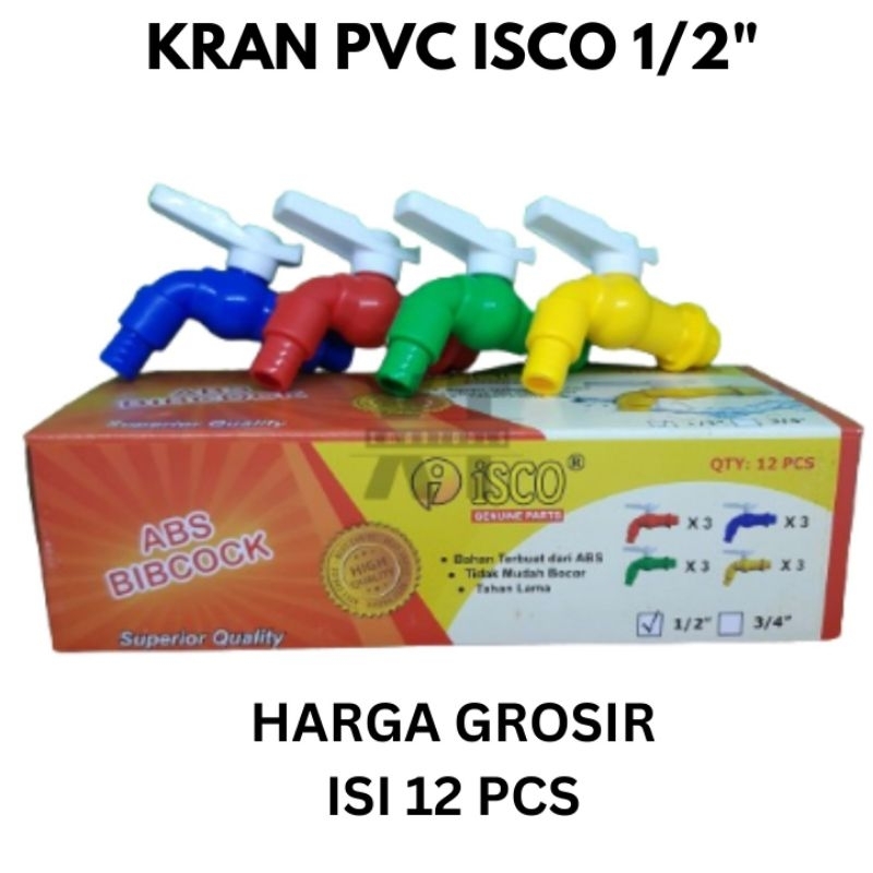 Jual GROSIR 1BOX 12pcs Kran air 1/2 Inchi ISCO / Keran taman PVC tembok ...