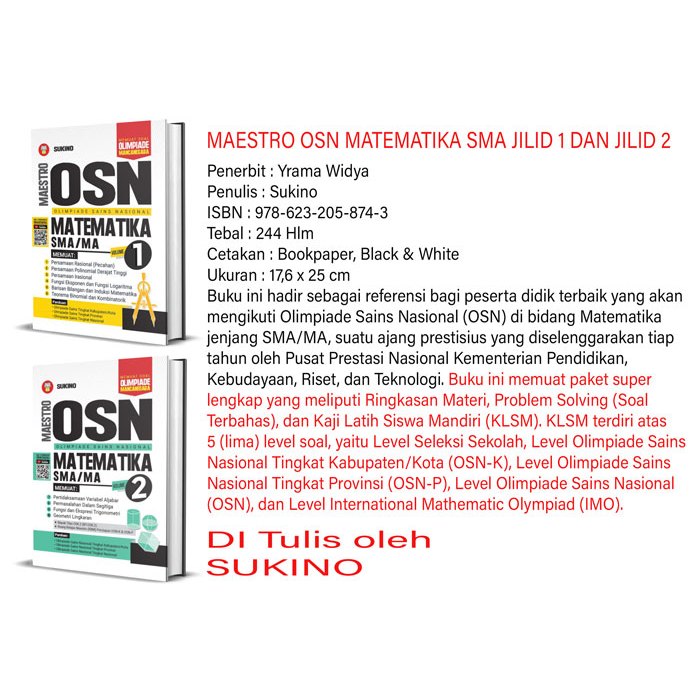 Jual BUKU MAESTRO OSN MATEMATIKA SMA JILID 1-BUKU MAESTRO OSN MATEMATIKA SMA JILID 2 | Shopee ...