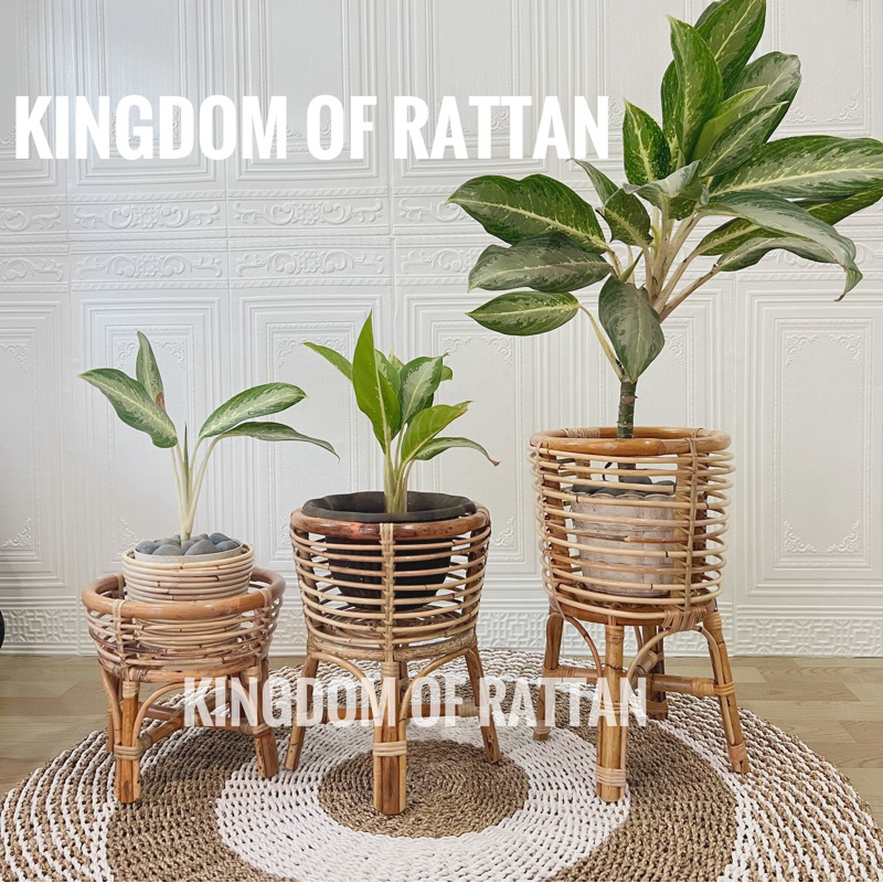 Jual Standing pot rotan aesthetic/pot bunga kekinian/standing pot model ...