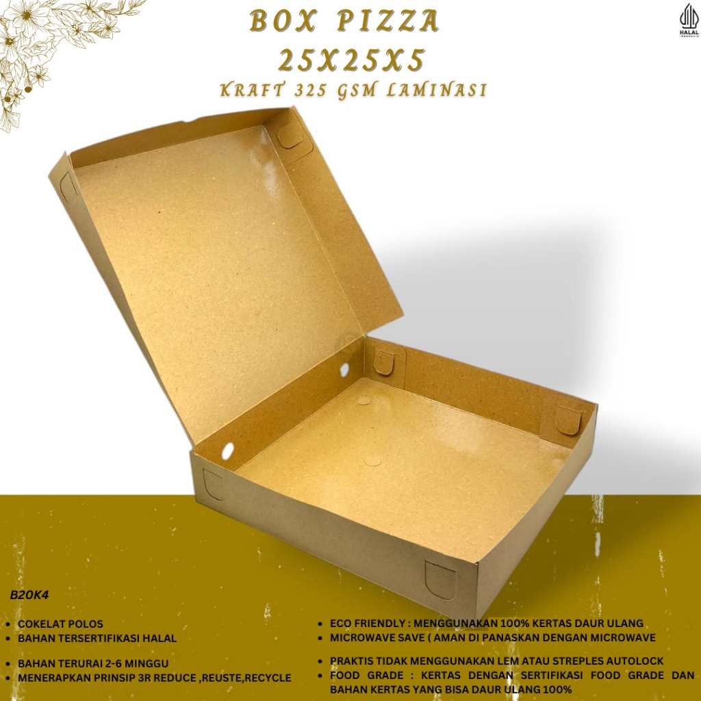 Jual Box Pizza Dus 25x25x5 Tebal 325 Gsm Laminasi (B20K4-25X25X5 Cm) | Shopee Indonesia