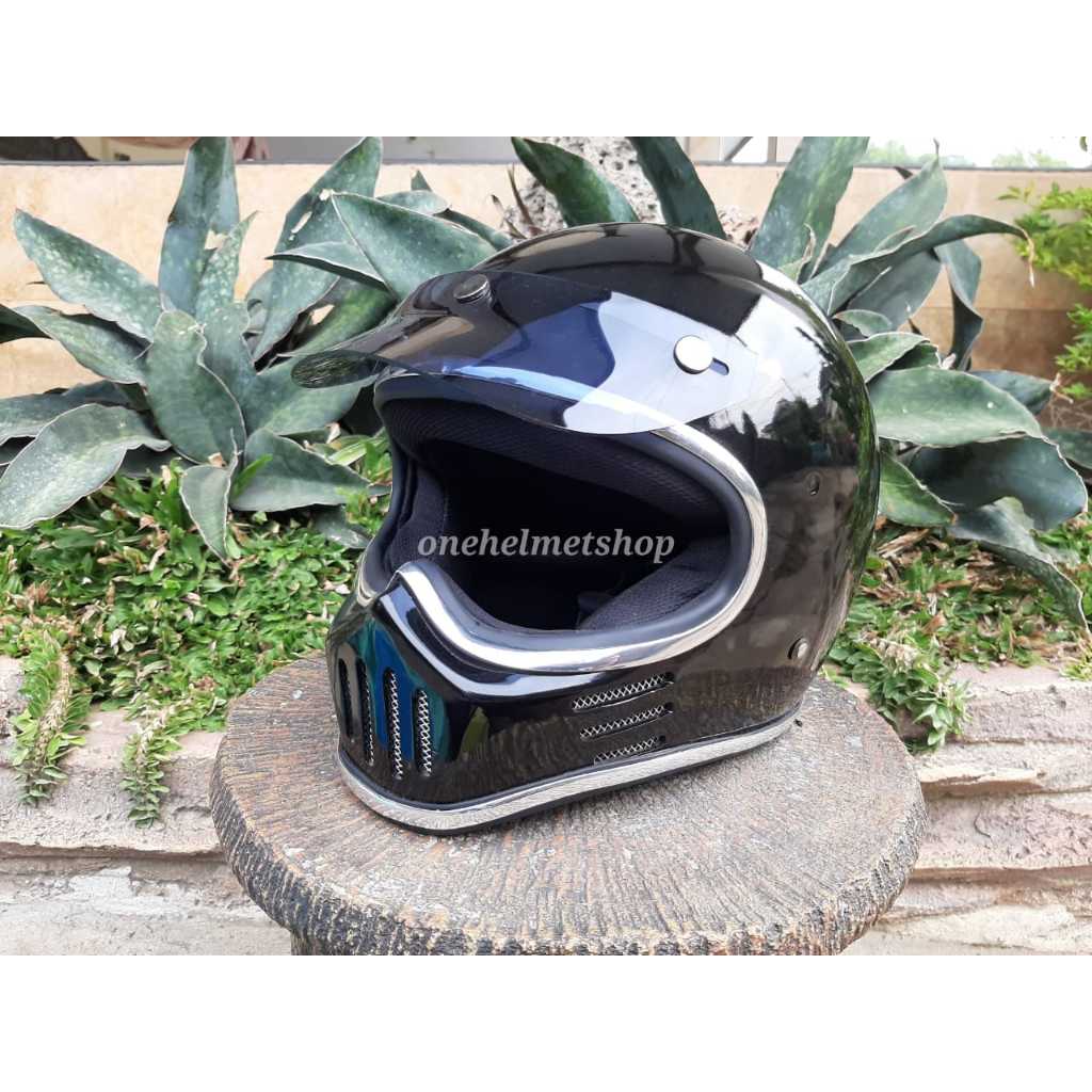 Jual Helm custom Simpson m39 custom m30 hitam glossy retro classic ...